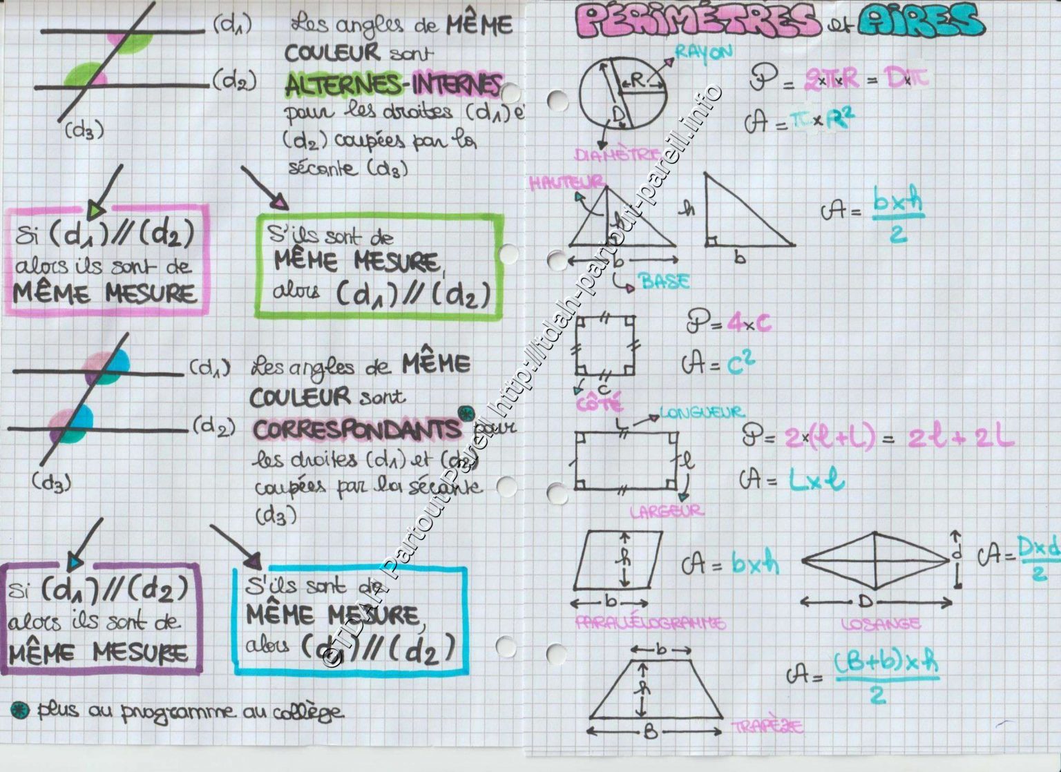 Fiches révision brevet (Math)
